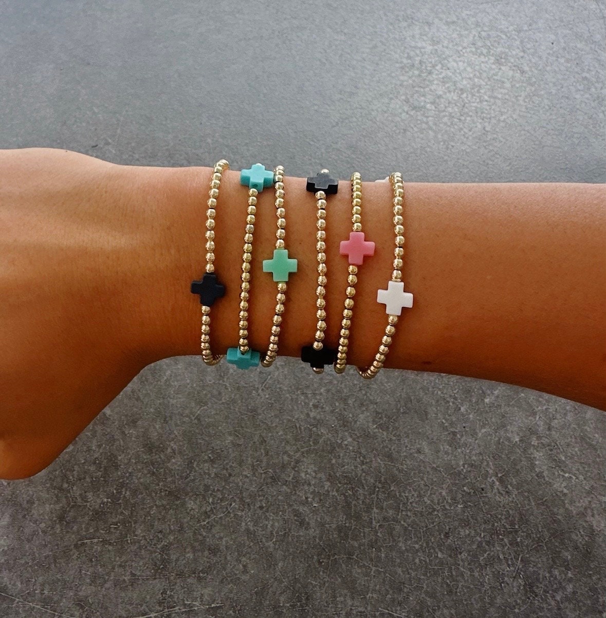 Classic Cross Stacking Bracelet With 14kt Gold Filled Non Tarnish Gold ...