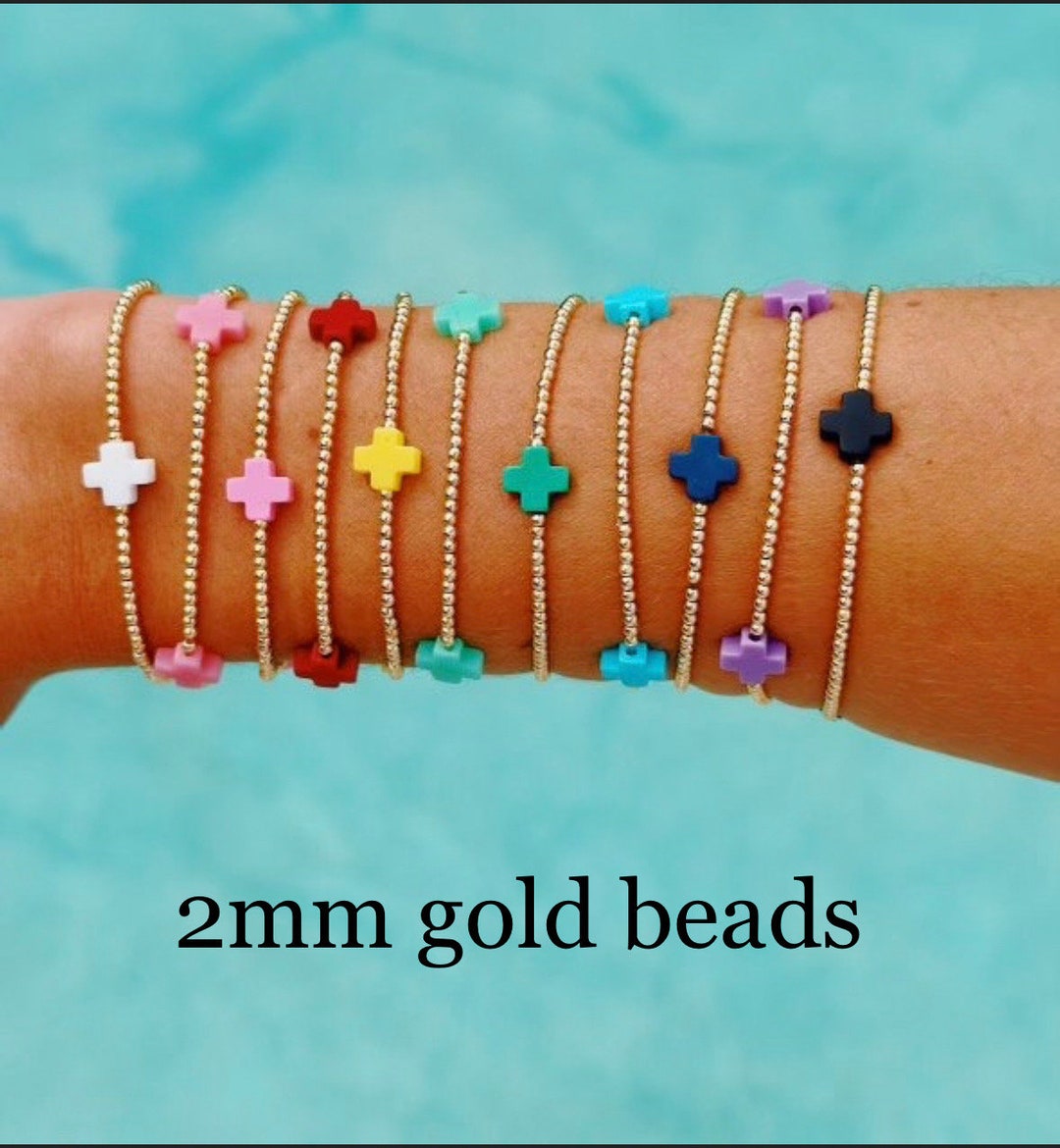Classic Cross Bracelet With Gold-filled Beads 2mm Beads - Etsy