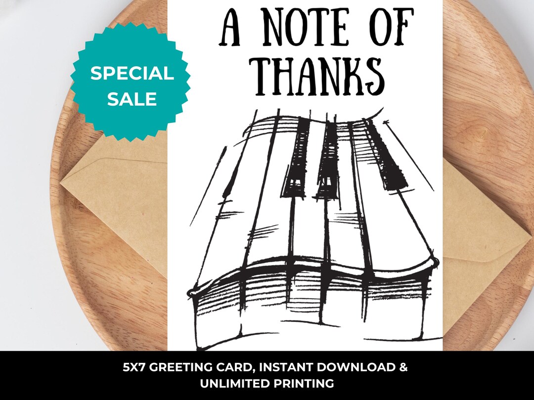 Thank You Card Piano Teacher I Piano Instructor Thanks I Music Teacher ...