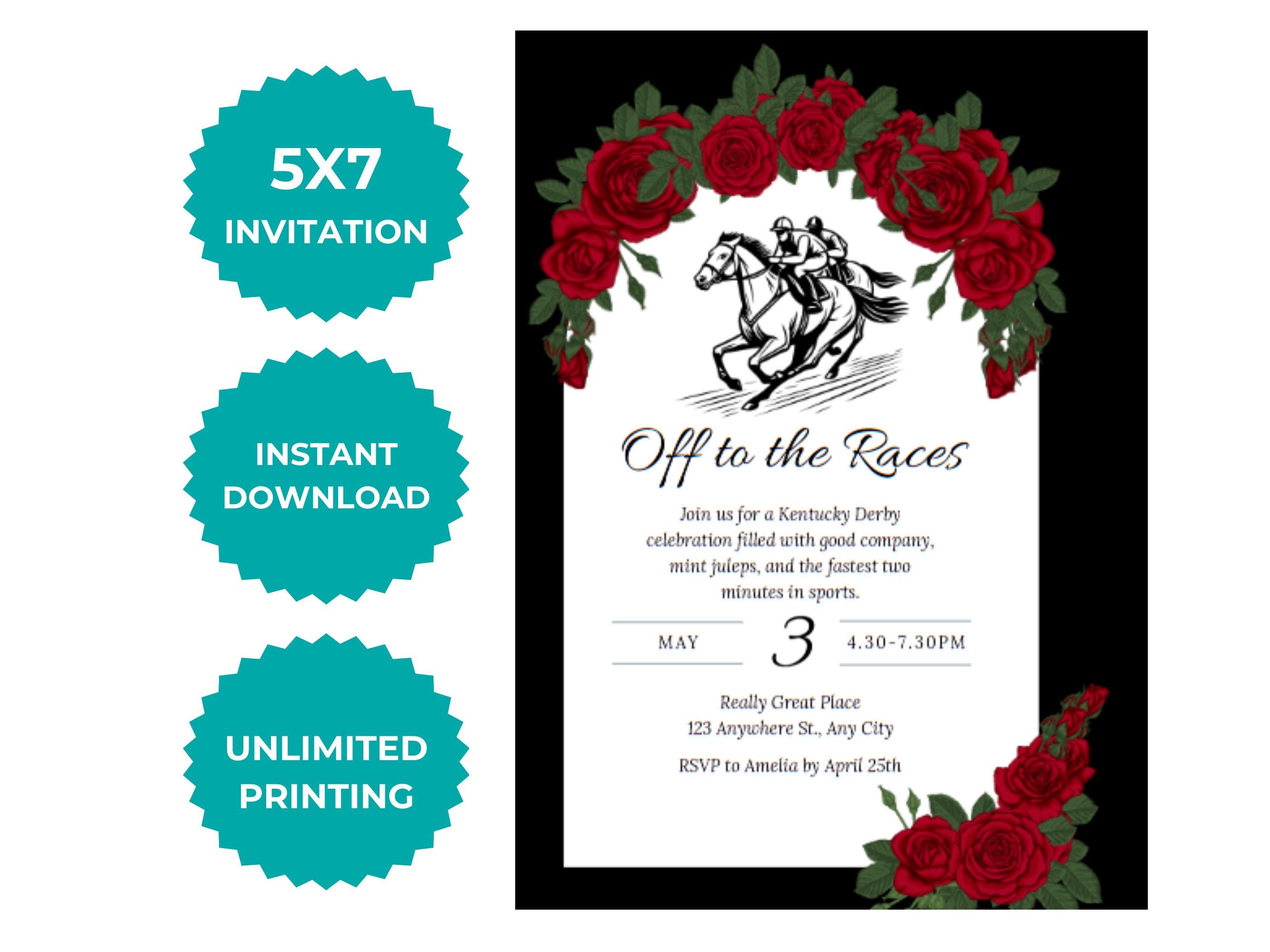 Kentucky Derby Party Invitation I Horse Race Invite I off to the Races ...
