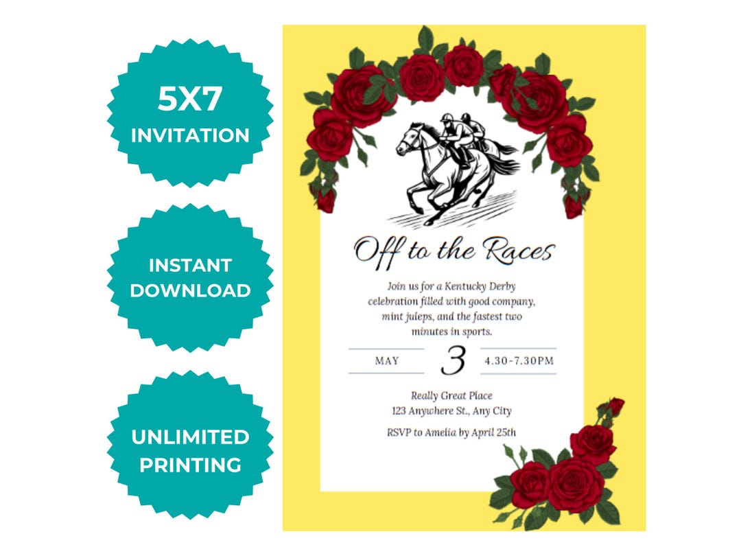 Kentucky Derby Party Invitation I Horse Race Invite I off to the Races ...