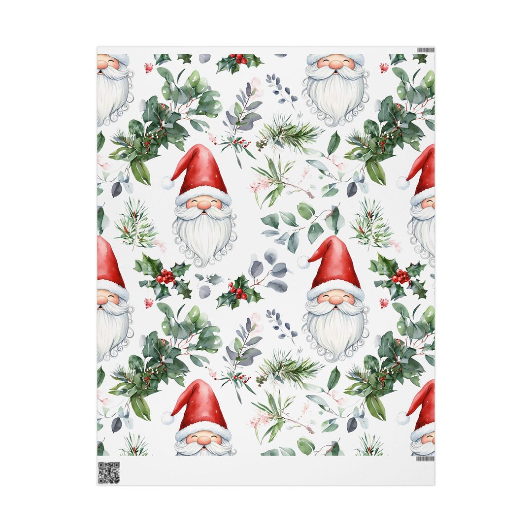 Gnome Wrapping Paper, Christmas Gift Wrap, Holiday Seasonal Decor ...