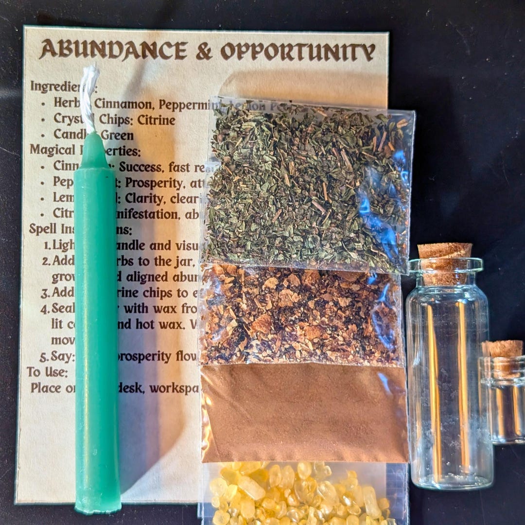 Witchcraft Spell Jar Kit: DIY Spells, Herbs, Gemstones, Candle Kit ...