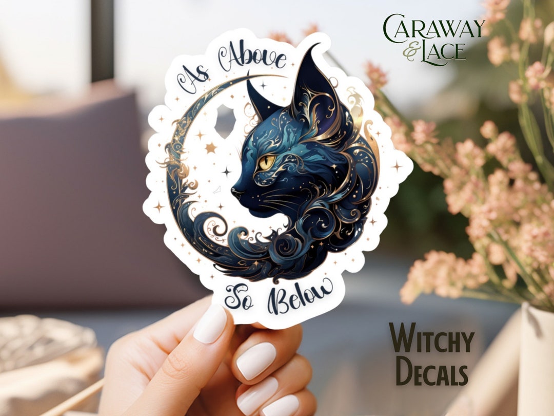 Cat Magic Grimoire Stickers Water Bottle Sticker Binder Sticker Gifted ...