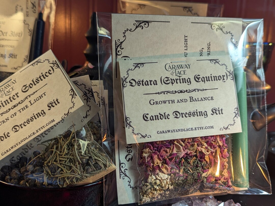 Wheel of the Year Candle Dressing Kit: Ritual Herbs, Spell Card ...