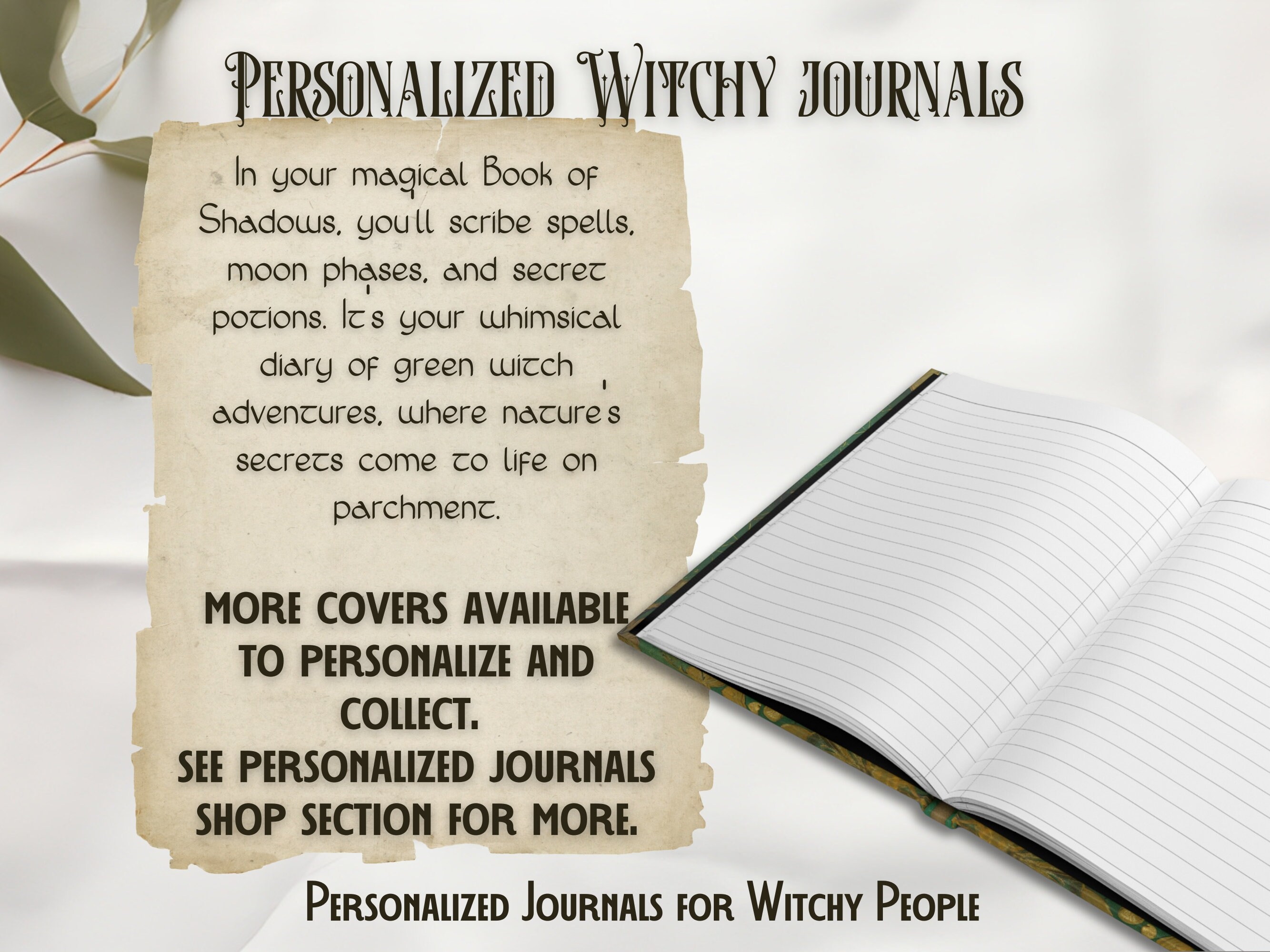 Green Witch Book of Shadows Nature Witch Gift Personalized Journal Gift ...