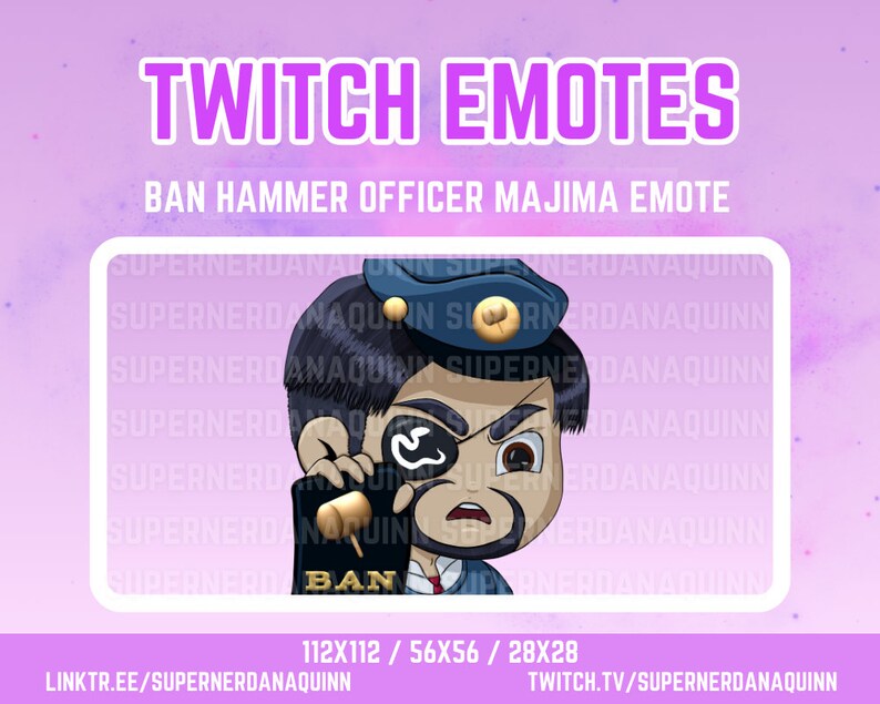 Kawaii Cute Officer Goro Majima Ban Hammer Emote for Stream - Etsy
