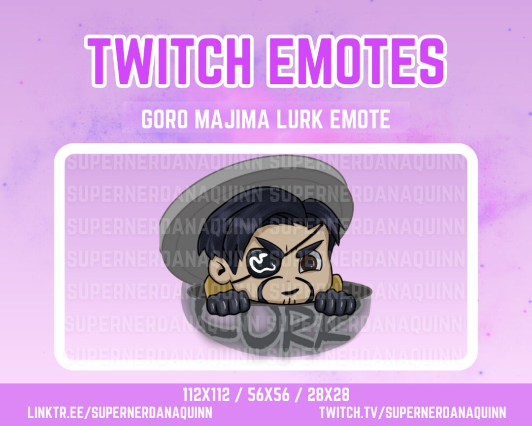 Kawaii Cute Goro Majima Lurk Dark Text Emote for Stream Twitch, Discord ...