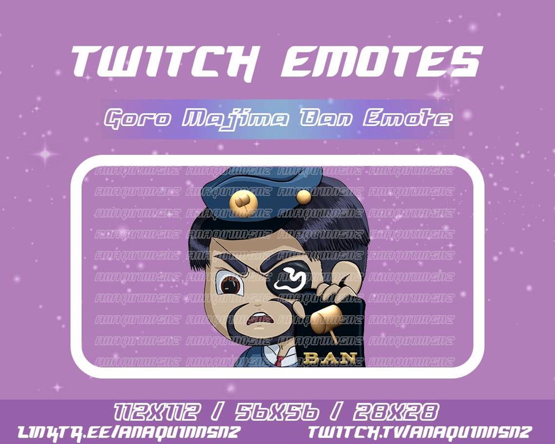 Kawaii Cute Officer Goro Majima Ban Hammer Emote for Stream - Twitch ...