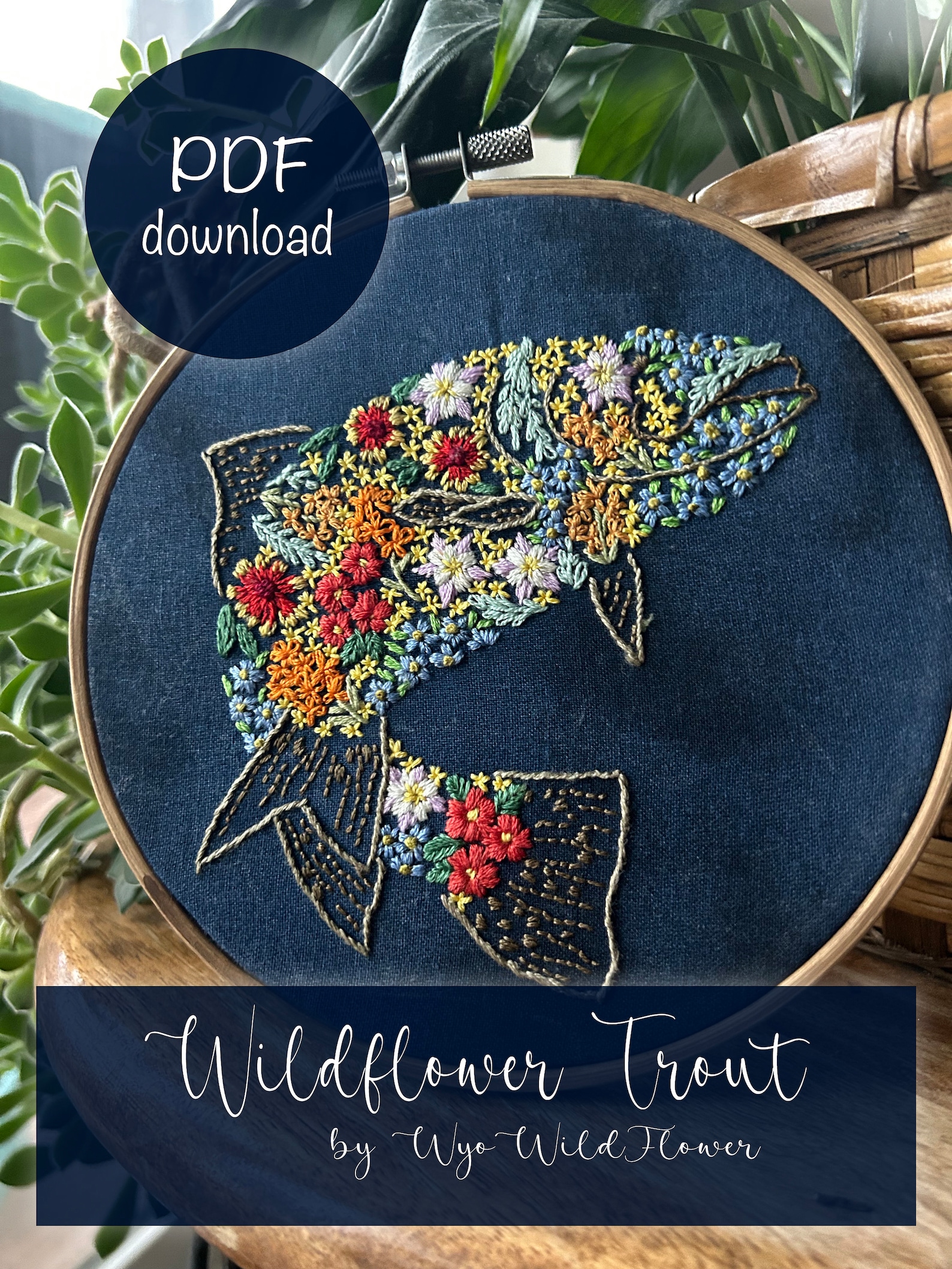 Wildflower Trout Hand Embroidery Pattern (PDF Download) - Etsy