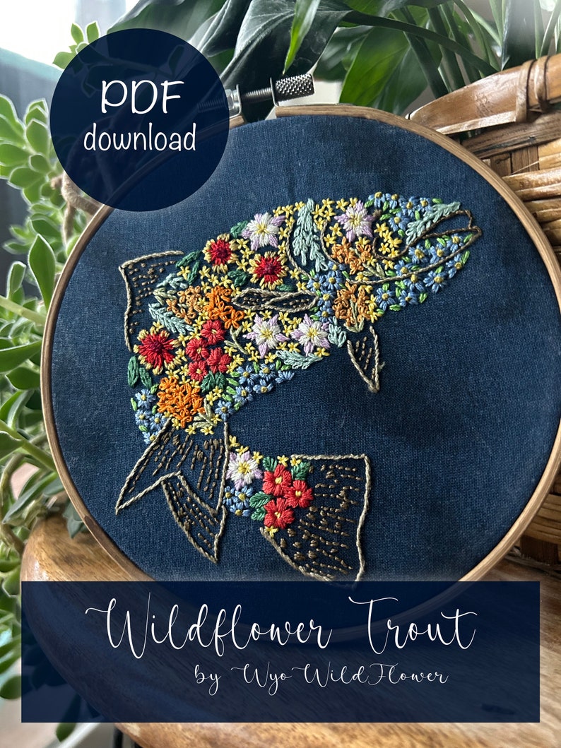 Wildflower Trout Hand Embroidery Pattern (PDF Download) - Etsy