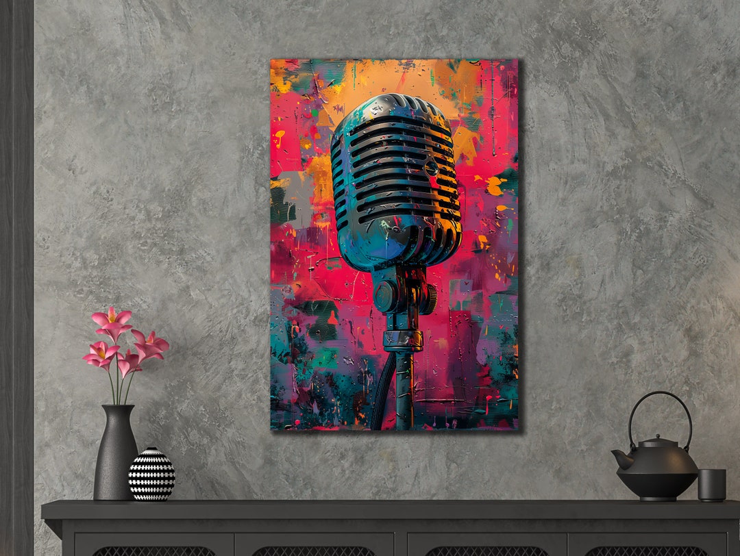 Microphone Canvas Prints,colorful Painting Art, Music Gift İdeas ...