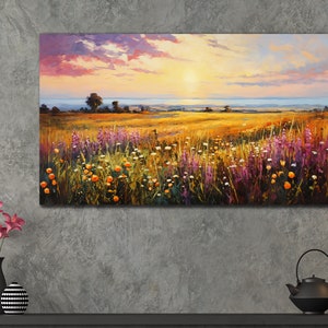 Spring Flowers Canvas Art, Wildflower Wall Decor, Modern Print on ...