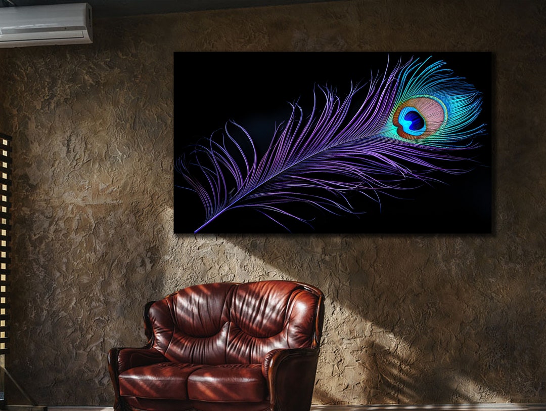Peacock Feather Canvas Art, Peacock Wall Decor, Painting on Canvas ...