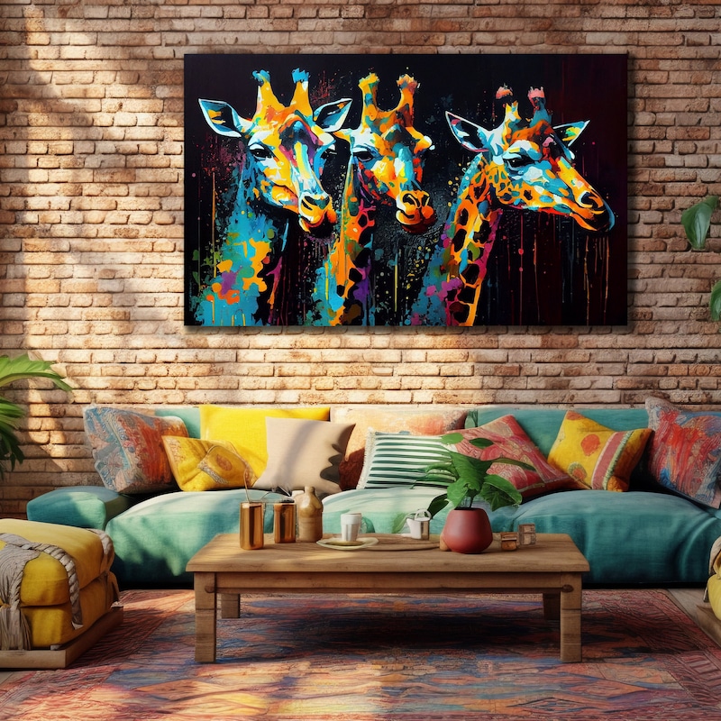 Giraffe Canvas Art - Etsy