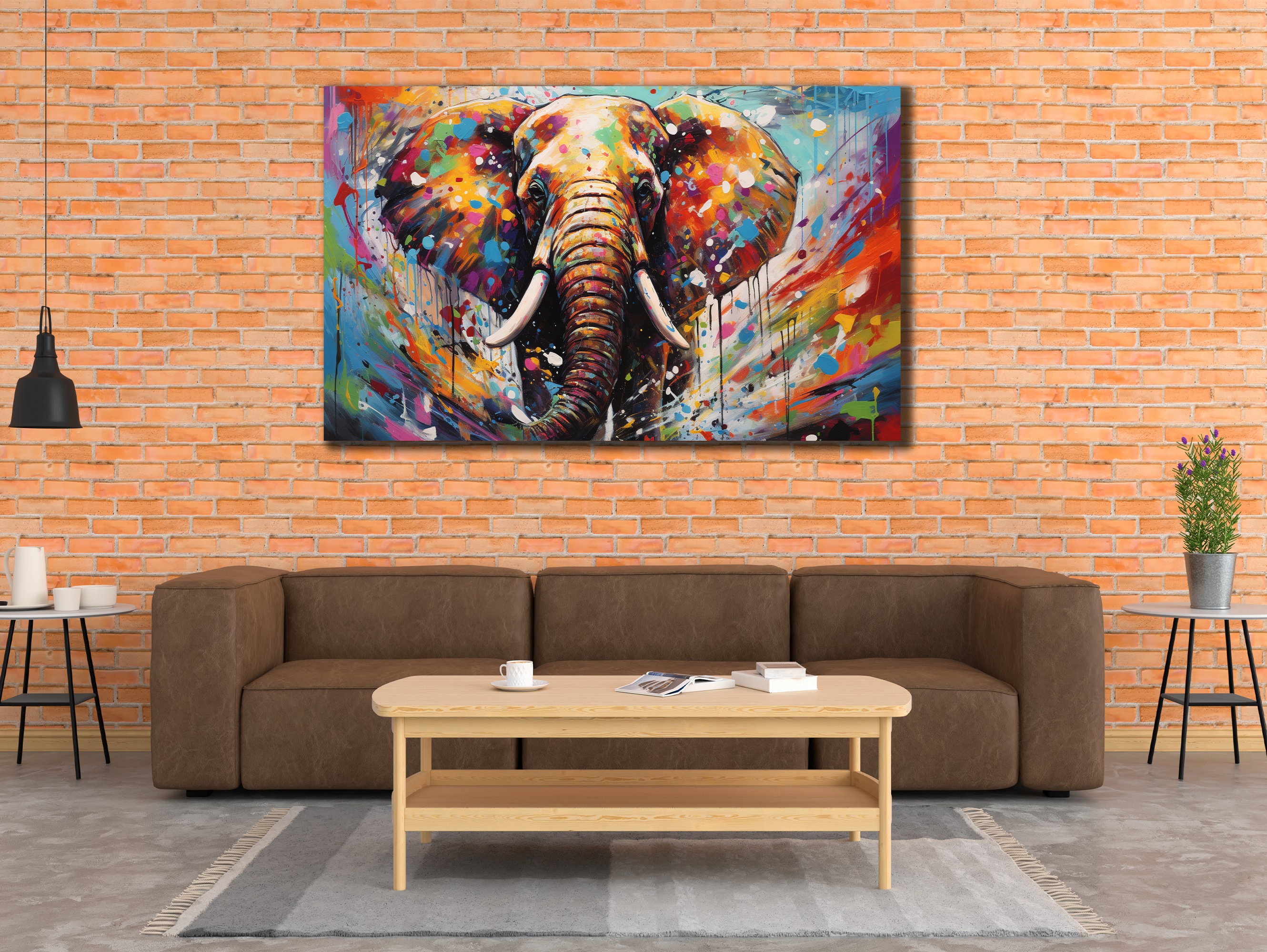 Bunter Elefant Leinwand Kunst, Tier Wanddekor, Tier afrikanische Wandkunst, Elefant Poster ...