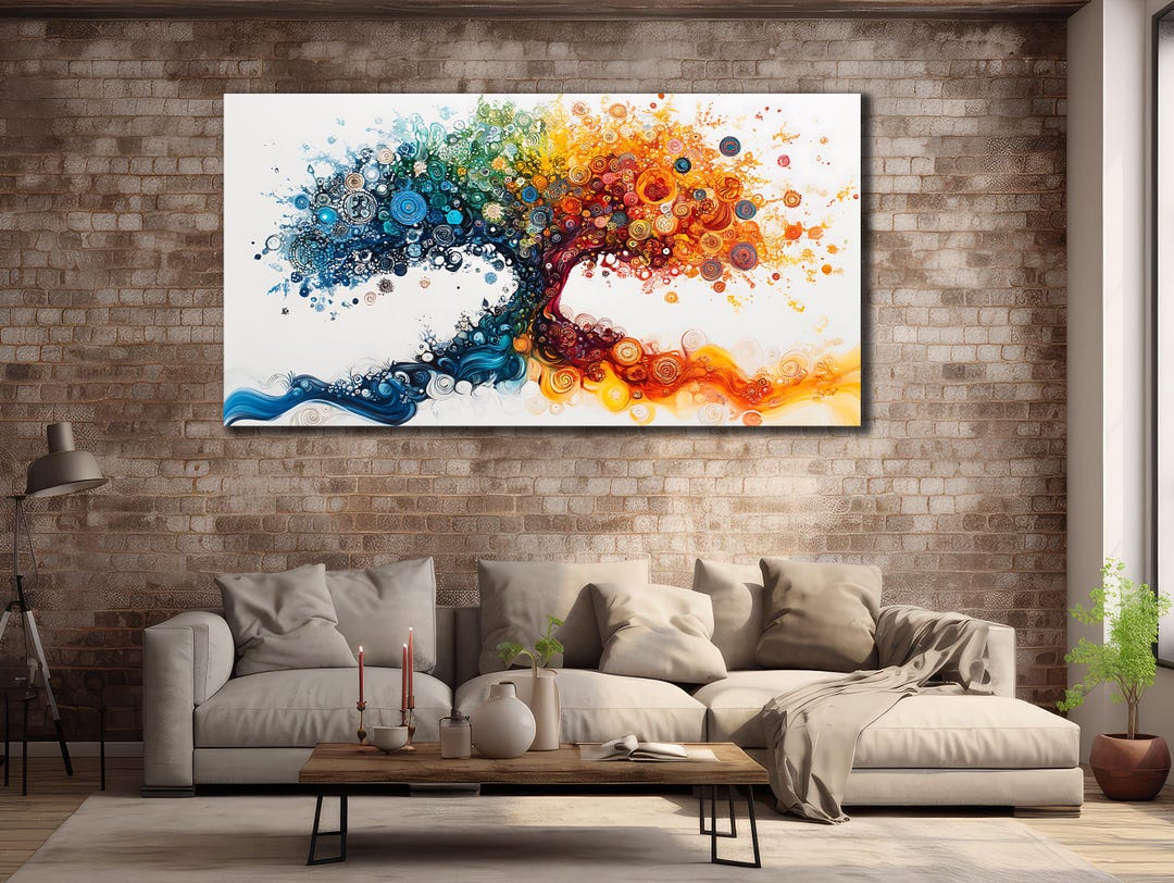 Tree Painting on Canvas, Tree of Life Wall Art, Nature Wall Decor, Tree ...
