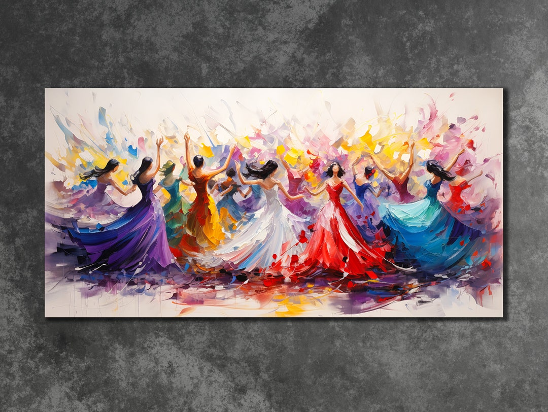 Dancing Women Canvas Art: Colorful Modern Home Decor - Etsy