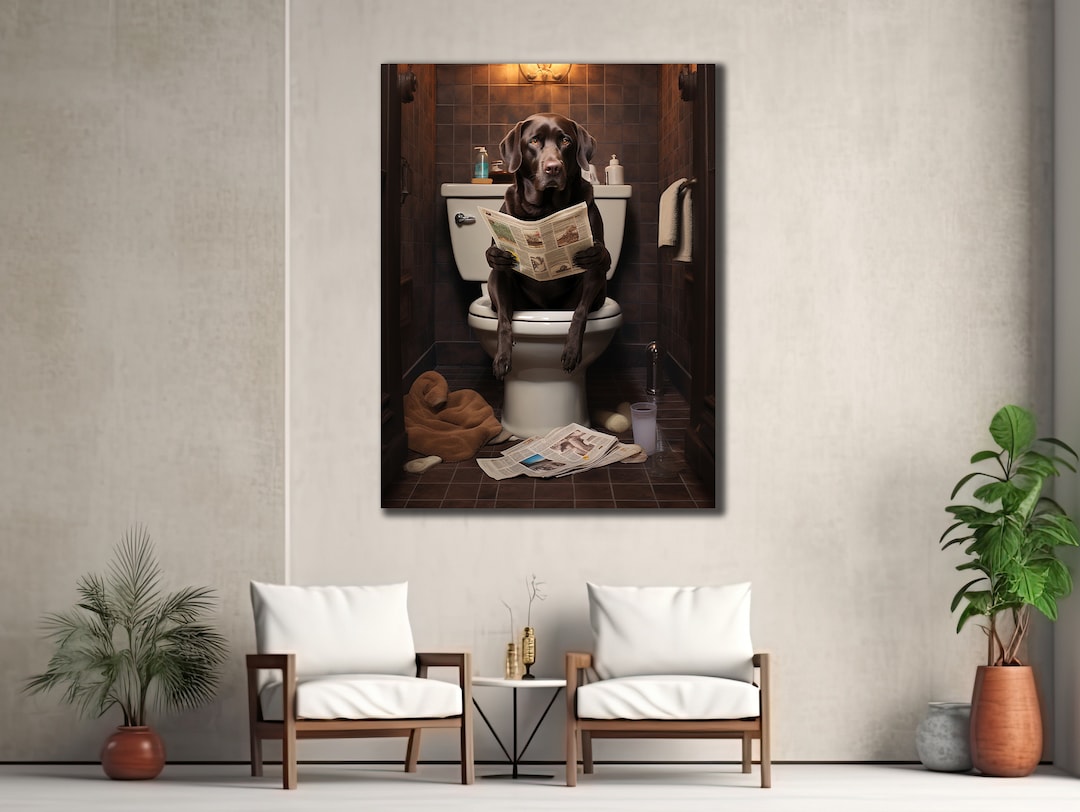 German Shorthaired Pointer on the Toilet Reading Newspaper, Funny ...