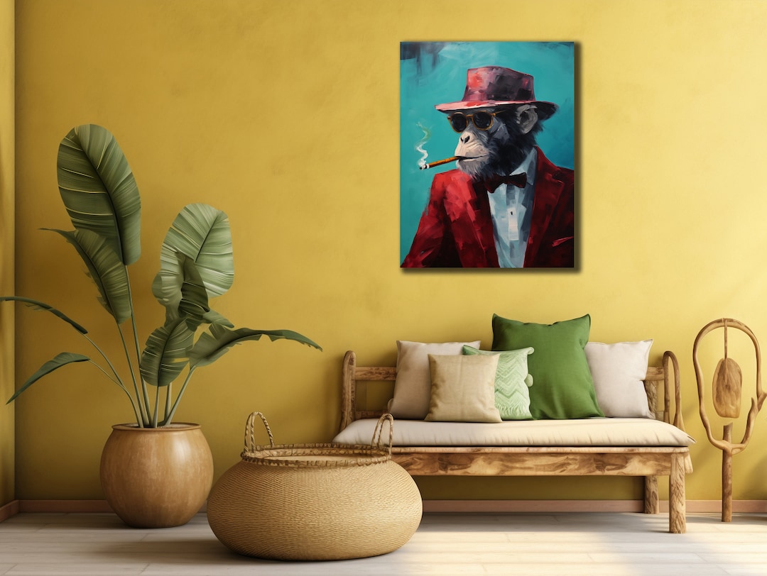 Monkey Smoking Poster Art, Canvas for Home Decor, Home Gift, Animals ...