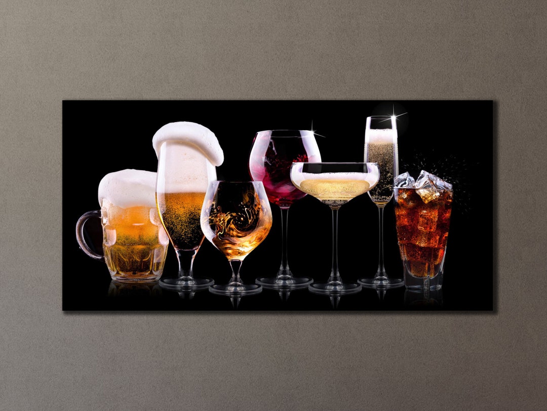 Beer Canvas Wall Art, Man Cave Wall Decor, Restaurant Decor Art, Modern ...