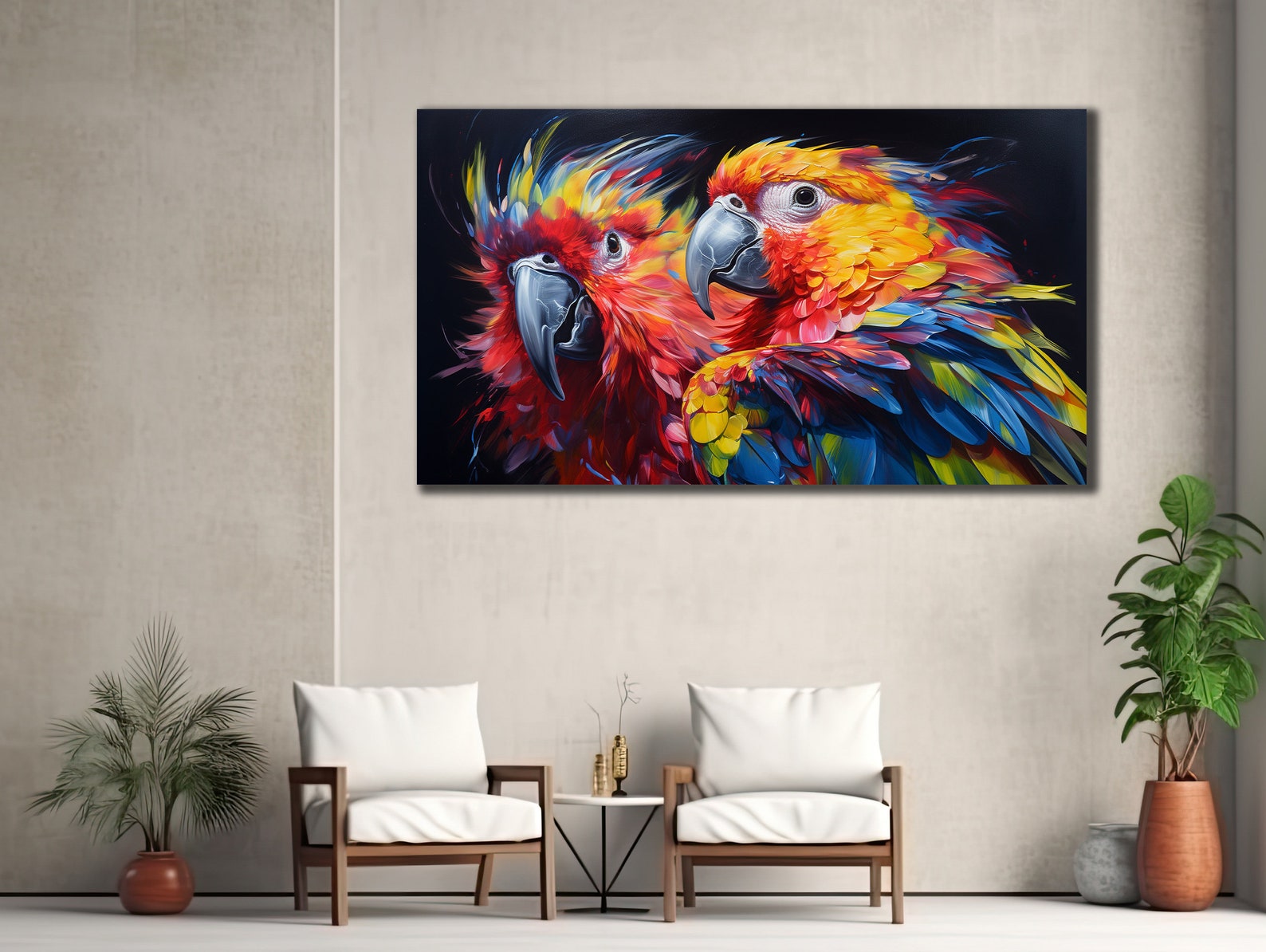 Colorful Parrot Canvas Art, Farmhouse Wall Decor, Parrot Lover Gift ...