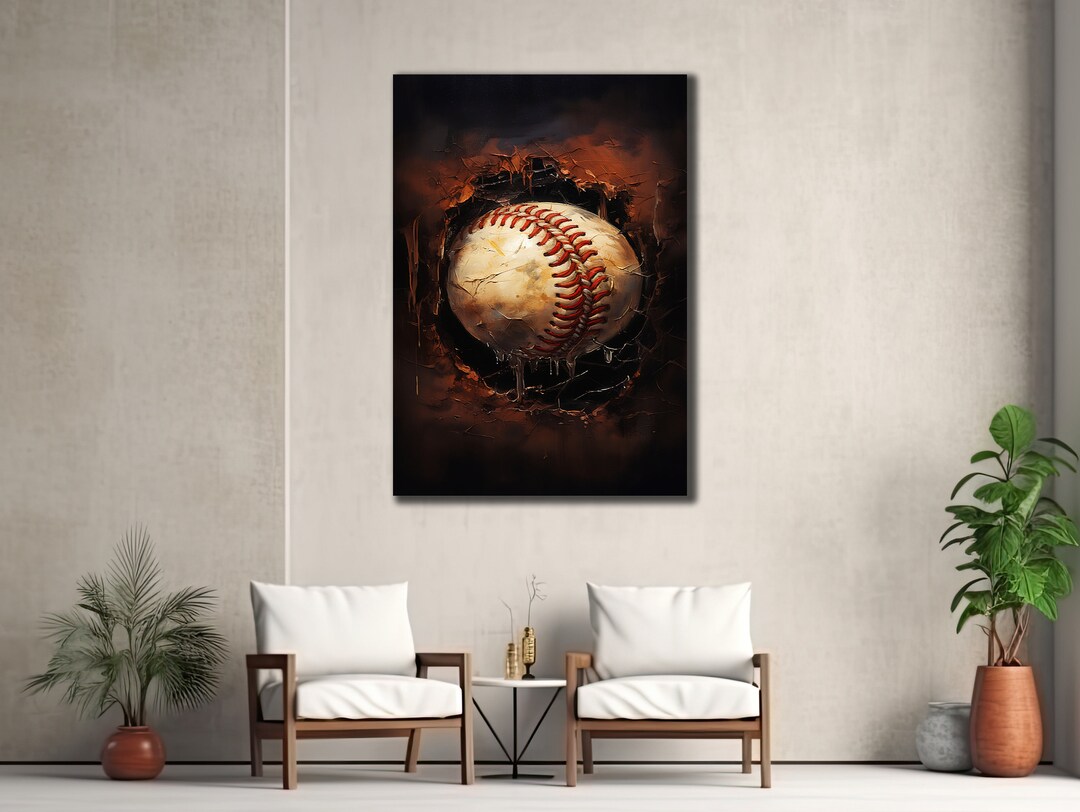 Cool Baseball Oil Painting Canvas, Sport Print for Wall Decor, Baseball ...