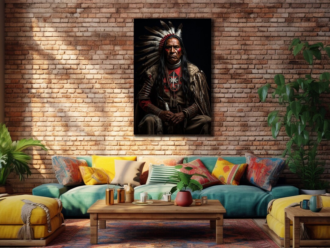 American Indian Man Poster, Ethnic Print Wall Decor, Indian Chief ...