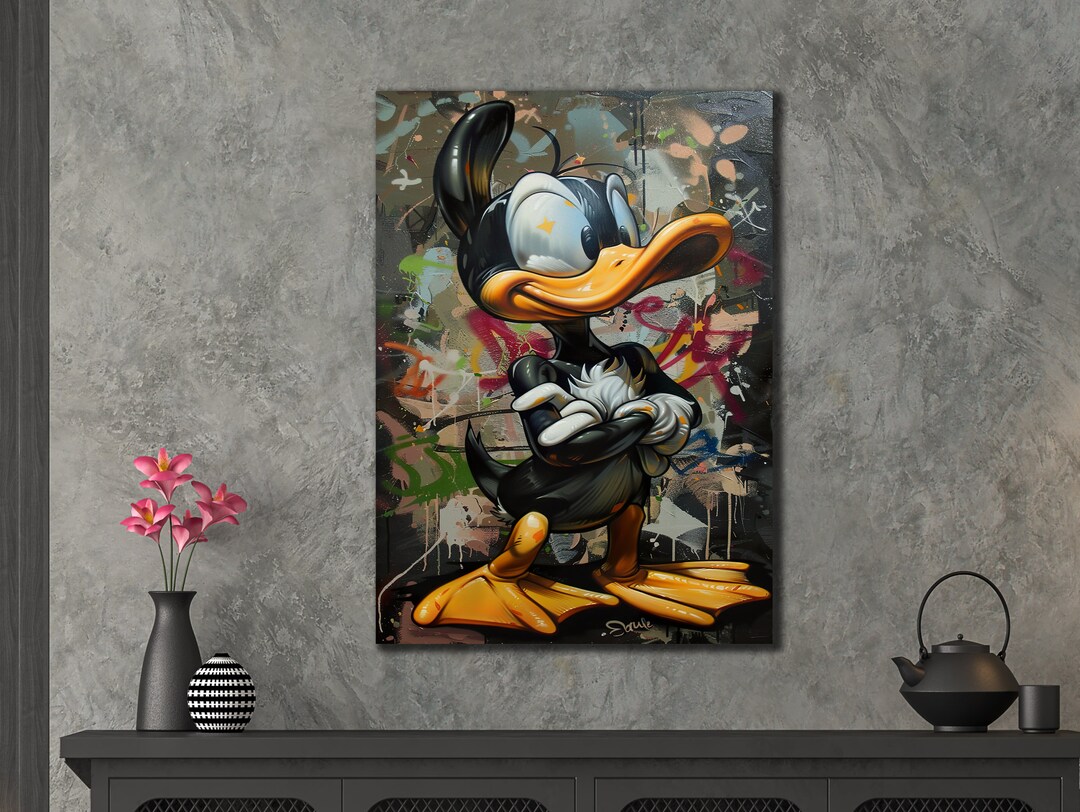 Daffy Duck Painting on Canvas, Funny Duck Wall Art, Contemporary Wall ...