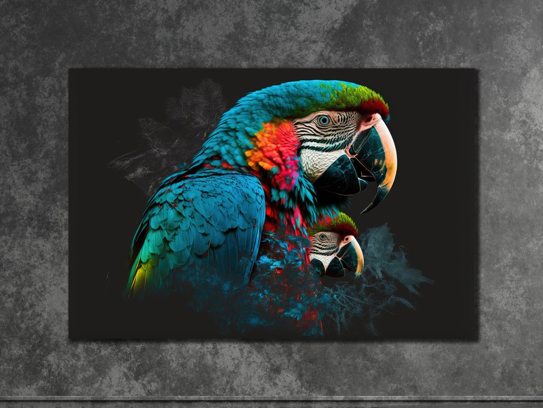 Blue Parrot Canvas Art, Farmhouse Wall Decor, Parrot Lover Gift, Print ...