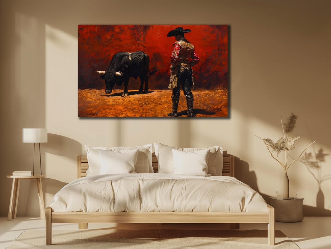 Bullfight Canvas Wall Art, Matador Bull Painting on Canvas, Spanish ...