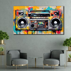 Grafitti Radio Canvas Printing, Retro Boombox Wall Decor, Music Wall ...