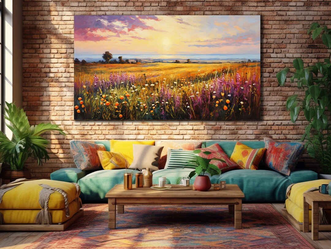 Spring Flowers Canvas Art, Wildflower Wall Decor, Modern Print on ...