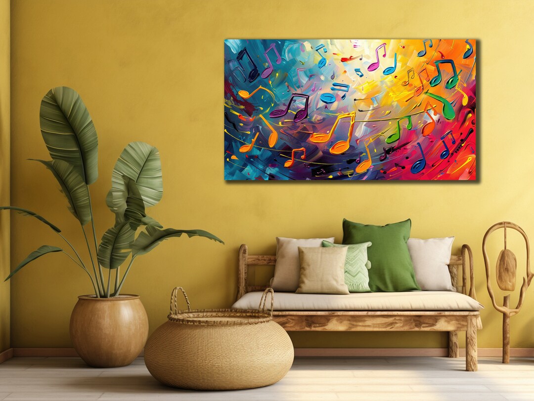 Musical Note Canvas Printing, Graffiti Note Wall Decor, Colourful Note ...