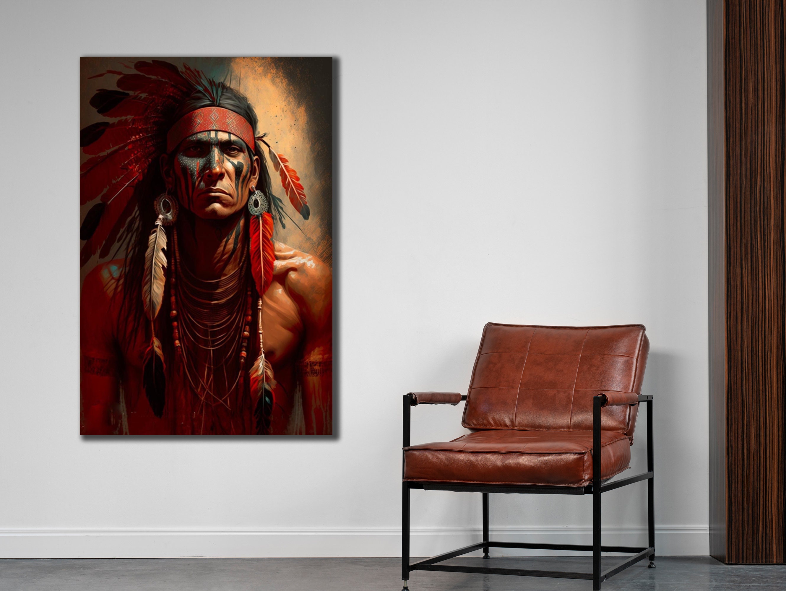 Native American Warrior Canvas Art Print: Ethnic Home Decor - Etsy