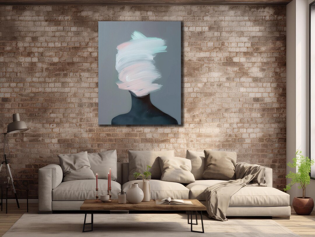 Abstract Face Painting on Canvas, Figurative Face Wall Art ...