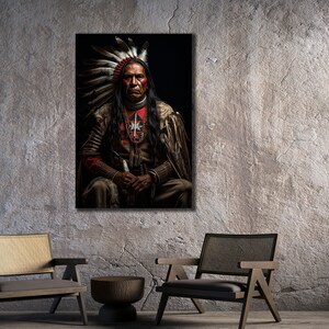 American Indian Man Poster, Ethnic Print Wall Decor, Indian Chief ...