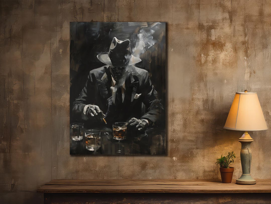 Smoking Man Canvas Art, Abstract Suit Painting, Modern Wall Decor - Etsy