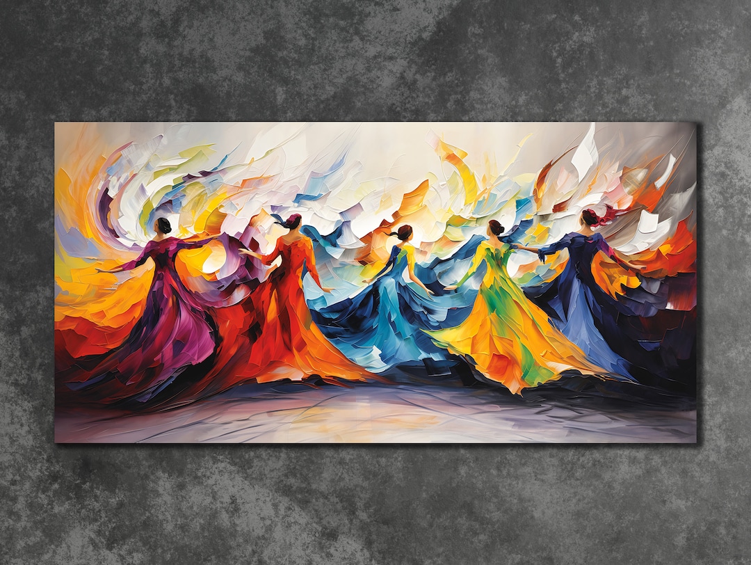 Dancing Girl's Painting on Canvas, Prints Wall Decor, Colorful Women ...