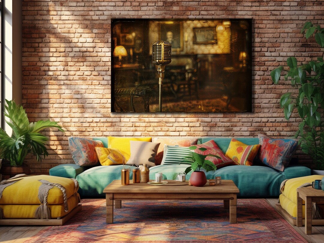 Microphone Canvas Prints,vintage Painting Art, Music Gift İdeas ...