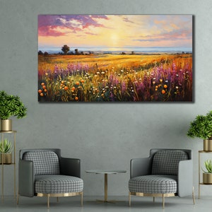 Spring Flowers Canvas Art, Wildflower Wall Decor, Modern Print on ...