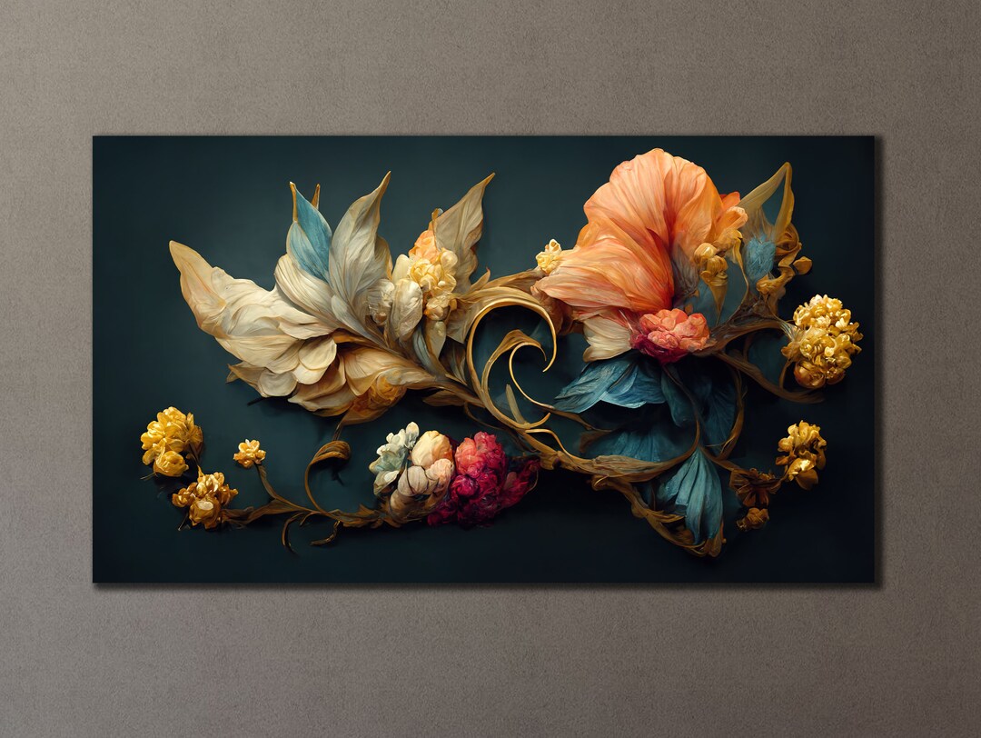 Colorful Flower Wall Art, Luxury Flower Canvas Art, Floral Poster ...