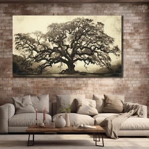 Tree Painting on Canvas, Vintage Tree Wall Art, Nature Wall Decor ...