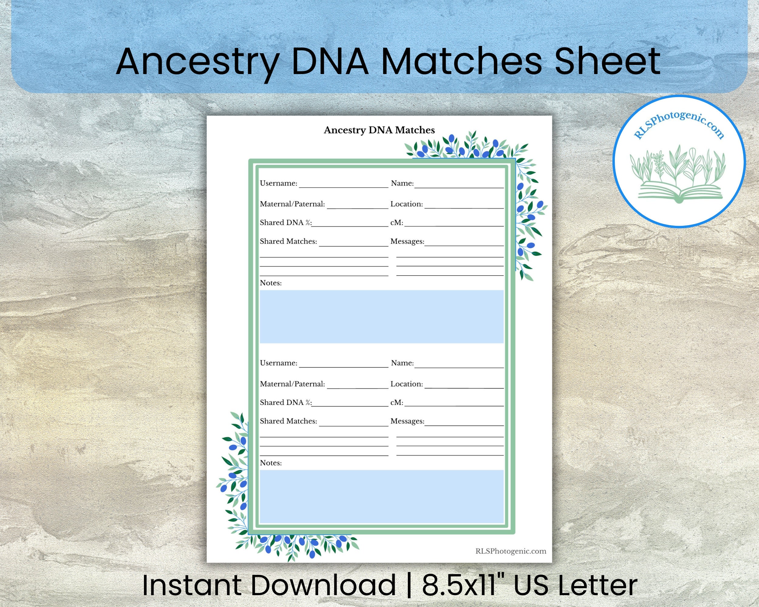 Ancestry DNA Matches Template | Family History Sheet | Genetic ...
