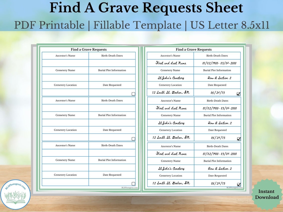 Find a Grave Requests Organizer | Cemetery Records | Family Tree ...