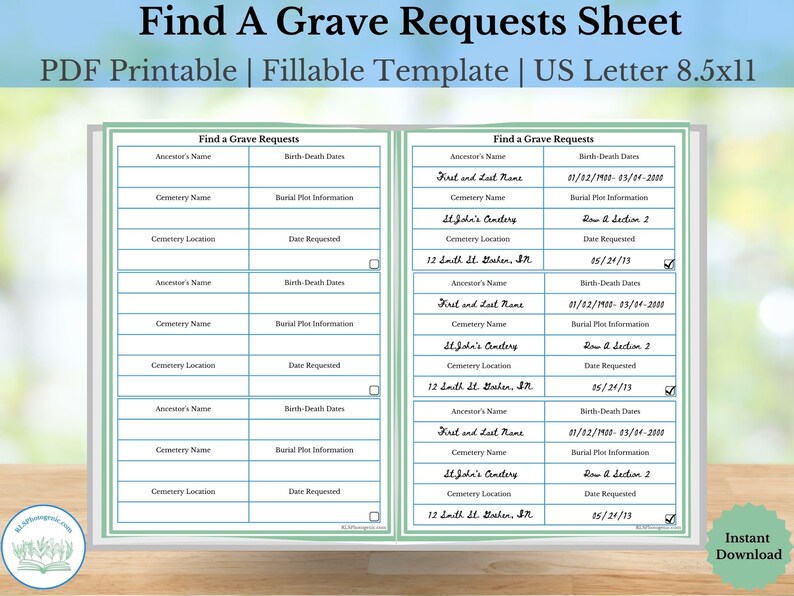 Find a Grave Requests Organizer | Cemetery Records | Family Tree ...