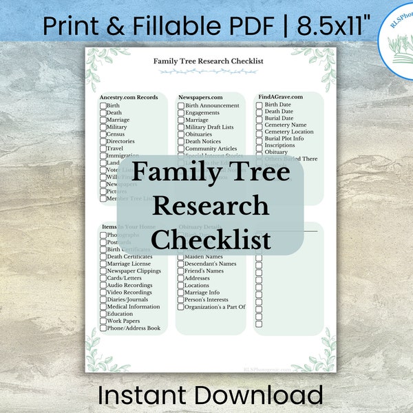 Genealogy Research - Etsy