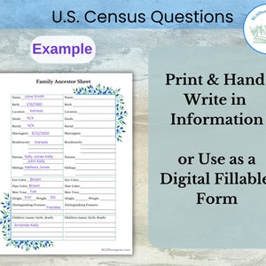 Family Tree Ancestry Sheet: Fillable Genealogy Forms (PDF) - Etsy