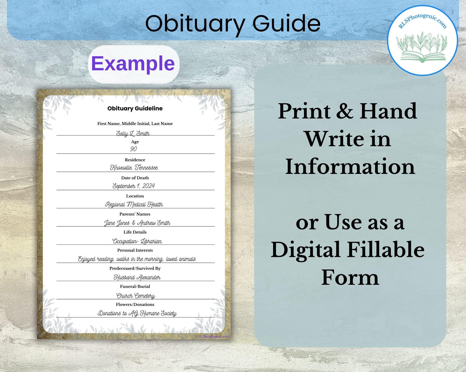 Printable Obituary Template | How to Write Obit Guide | Death Notice ...