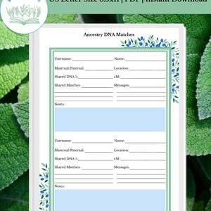 Ancestry DNA Matches Template Family History Sheet Genetic Genealogy ...